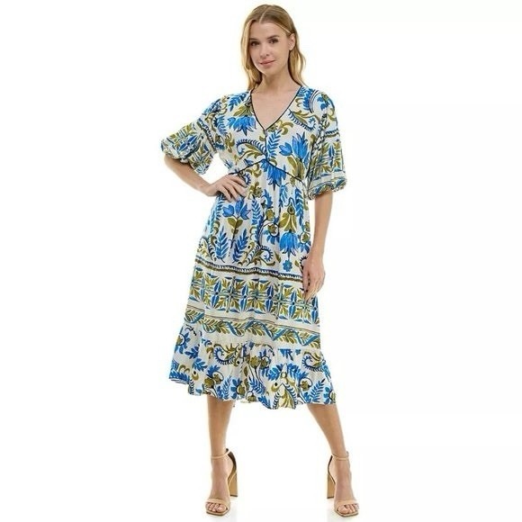 fig and flower | Dresses | Nwt Fig Flower Linen Blend Floral Paisley ...